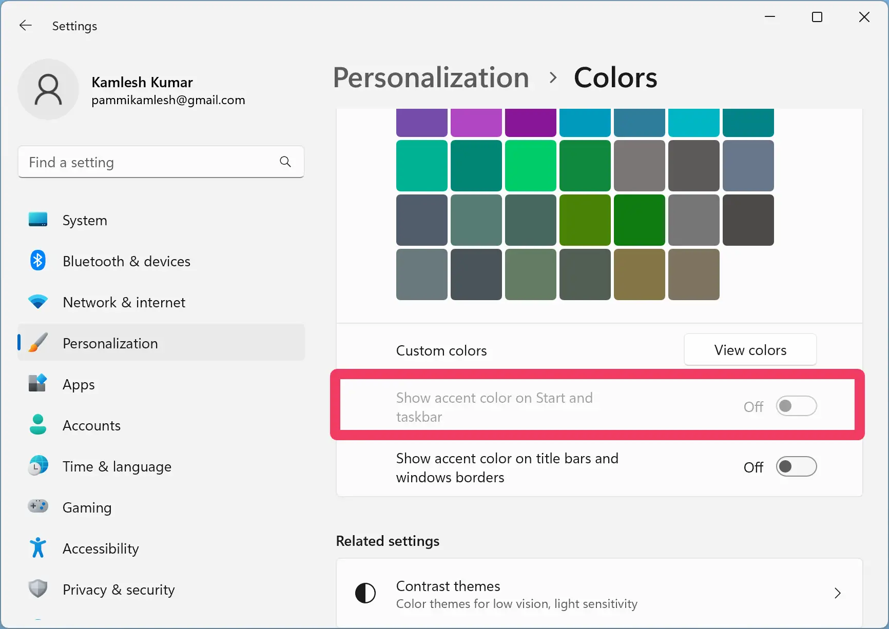 Is the “Show Accent Color on Start and Taskbar” Option Disabled on ...